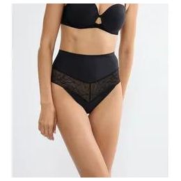 Slip Triumph "Comfort Contour Highwaist String", Damen, Gr. S, schwarz, Microtouch, Obermaterial: 58% Polyamid, 42% Elasthan, Unterhosen Slip, flache formende Spitze