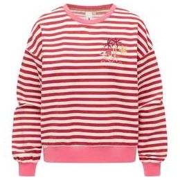 Sweater Ragwear "Wuss Stripes", Damen, Gr. S (36), rot, Material: 50% Baumwolle, 50% Polyester, oversize h&uuml;ftlang, Rundhals, &Auml;rmel ohne &Auml;rmelschlitz Rippb&uuml;ndchen, Sweatshirts Sweater, Hoodie mit verstellbarer Kapuze