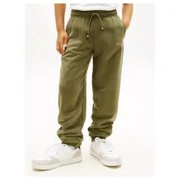 Jogginghose Tommy Hilfiger "MINI CORP SWEATPANTS", M&auml;dchen, Gr. 10 (140), N-Gr, battle gr&uuml;n, Sweatware, Obermaterial: 80% Baumwolle, 20% Polyester, unifarben, regular fit lang, Hosen Jogginghose, Kinder bis 16 Jahre