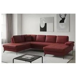 Sit & More Wohnlandschaft SIT & MORE "Morris Jubi, Breite 300 cm", merlot, Sofas, B/H/T: 300cm x 83cm x 202cm, NaturLEDER Stoff, Ottomane links, Mit Armteilverstellung,Mit Bettfunktion, Wohnlandschaft, mit Armteilfunktion, optional mit Bettfunktion, B:300cm H:83cm T:202cm