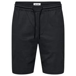 Only & Sons Chinoshorts ONLY & SONS "ONSCAPRI SLIM SLUB CHINO SHORTS OTL", Damen, Gr. M, N-Gr, blau (schwarz navy), Web, Obermaterial: 98% Baumwolle, 2% Elasthan, unifarben, slim fit knielang, Hosen Chinoshorts