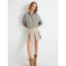 KOTON Bluse 'Mandarin' Damen Gr&ouml;&szlig;e M hellgrau / khaki / wei&szlig;