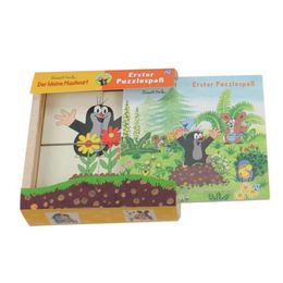 Erster Puzzlespa&szlig; aus Holz "Der kleine Maulwurf". 4 Motive mit je 4 Teilen