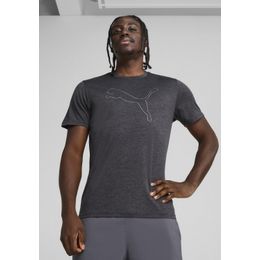 Trainingsshirt Puma "M TAD ESSENTIAL HEATHER CAT TEE (CF LARGE CAT)", Herren, Gr. M, galactic gray heather, Jersey, Obermaterial: 100% Polyester, regular fit normal, Rundhals, Shirts Trainingsshirt, Kurzarm, f&uuml;r Sportmode und aktive Freizeit, mit DryCELL Technologie