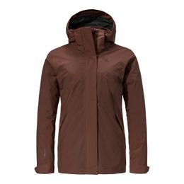 Sch&ouml;ffel 3-in-1-Funktionsjacke SCH&Ouml;FFEL "3in1 Jacket Style Tamina WMS", Damen, Gr. 42, braun, Obermaterial: 100% Polyester, unifarben, bequem Po-bedeckend, mit verstellbarem Klettverschluss, Jacken 3-in-1-Funktionsjacke, mit herauszippbarer, separat tragbarer, wattierter Innenjacke