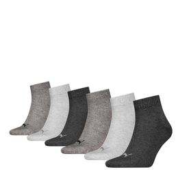Kurzsocken Puma "Puma UNISEX QUARTER PLAIN 6P ECOM", Damen, Gr. 39-42, grau (anthraci, l mel grau, m mel grau), Baumwolle, Baumwollmischung, Elasthan, Polyamid, meliert, unifarben, elastisch, Socken Kurzsocken, mit Rippb&uuml;ndchen, Topseller