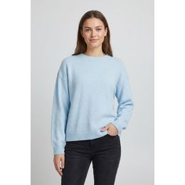 Strickpullover Vila "VILIGA L/S O-NECK KNIT TOP - NOOS", Damen, Gr. L, nantucket breeze detail:melange, Strick, Obermaterial: 97% Polyester, 3% Elasthan, meliert, relaxed fit normal, Rundhals, Rippb&uuml;ndchen, Pullover Strickpullover, Materialmix, relaxed fit