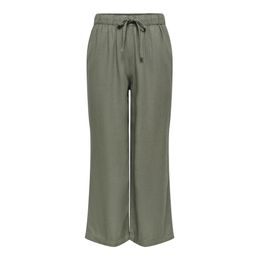 Culotte Only "ONLGOA MW LIN BL PULL-UP CULOTTE CC PNT", Damen, Gr. M, N-Gr, smokey olive, Web, Obermaterial: 70% Viskose, 30% Leinen, unifarben, kn&ouml;chelfrei, Hosen Culotte, mit Leinen