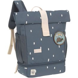 L&auml;ssig Kinderrucksack L&Auml;SSIG "Happy Prints, Mini Rolltop, Midnight Blue", M&auml;dchen, Gr. B/H/T: 23cm x 33cm x 11cm, blau (midnightblau), Polyester, Rucks&auml;cke Kinderrucksack