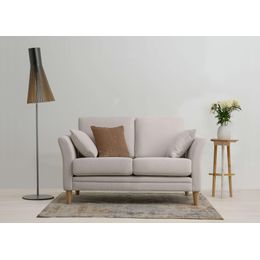 2-Sitzer Home Affaire "Arellano, Breite 155 cm", beige (sand), B:155cm H:87cm T:86cm, Sofas, 2-Sitzer, klassisches Design, 2 Zierkissen inklusive, Webstoff fein