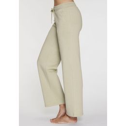H.I.S. Relaxhose H.I.S, Damen, Gr. 40/42, N-Gr, salbei, angeraute Sweatware, Obermaterial: 50% Polyester, 30% Viskose, 20% Baumwolle, unifarben, Basic, bequem lang, Hosen Relaxhose, mit weitem Bein und aus ultraweicher Sweatqualit&auml;t, Loungewear