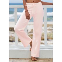 H.I.S. Relaxhose H.I.S, Damen, Gr. 36/38, N-Gr, rosa, angeraute Sweatware, Obermaterial: 50% Polyester, 30% Viskose, 20% Baumwolle, unifarben, Basic, bequem lang, Hosen Relaxhose, mit weitem Bein und aus ultraweicher Sweatqualit&auml;t, Loungewear