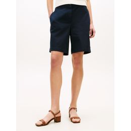 Chinoshorts Tommy Hilfiger "CO GMD BLEND CHINO SHORT", Damen, Gr. 46, N-Gr, schwarz night navy, Web, Obermaterial: 65% Baumwolle, 33% Lyocell, 2% Elasthan, unifarben, gerade kurz, Hosen Chinoshorts, mit gekn&ouml;pften Ges&auml;&szlig;taschen, Regular Fit