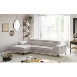 Ecksofa COTTA "Astra L-Form, B: 300 cm", natural, B:300cm T:169cm, 95% Polyester (PES) 5%Polyamid (PA), Sofas, Ecksofa, mit Kopfteilverstellung, optional Bettfunktion & Bettkasten