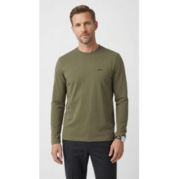 Langarmshirt BOSS Green "Tee Long", Herren, Gr. S, schwarz beige257, Single Jersey, Obermaterial: 95% Baumwolle, 5% Elasthan, regular fit, Rundhals, eng eingefasste Kante, Shirts Langarmshirt, mit Rundhalsausschnitt
