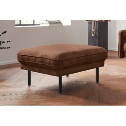 Hocker OTTO HOME "Nordfyn", braun (cognac), B:79cm H:45cm T:79cm, Struktur weich (100% Polyester);Luxus-Microfaser Lederoptik (100% Polyester);100% NaturLEDER, Hocker, Hocker, edles Design in 3 Bezugsqualit&auml;ten, Design by Morten Georgsen