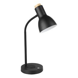 Eglo Tischleuchte "VERADAL-QI Tischlampe, Stahl und Holz, Nachttischlampe, IP20, Lampe", schwarz (schwarz, braun schwarz, creme), 1, H: 45cm, 1 Stk., Leuchten, Tischleuchte, L21,5 x B16 x H45 cm, schwarz, braun, 5,5W inkl., Tischleuchte