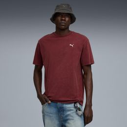 T-Shirt Puma "ESS ELEVATED RELAXED WASH TEE", Herren, Gr. M, rot (ruby shimmer), Jersey, Obermaterial: 100% Baumwolle, bedruckt, relaxed fit normal, Rundhals, Shirts T-Shirt, Kurzarm, f&uuml;r Freizeitaktivit&auml;ten, aus weichem Jersey-Material, Topseller