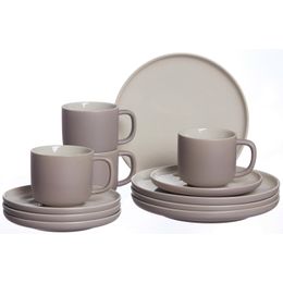 Ritzenhoff & Breker Kaffeeservice RITZENHOFF & BREKER "Geschirr-Set, Service Jasper", grau (taupe), 12 Stk., Steinzeug, Geschirr-Sets, Kaffeeservice, Scandic Style, 12 Teile, f&uuml;r 4 Personen