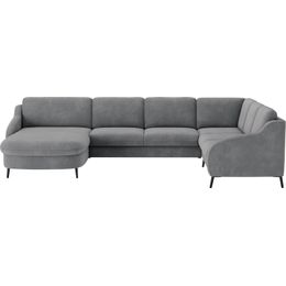 Sit & More Wohnlandschaft SIT & MORE "Soul U-Form", grau (stone), B:356cm H:90cm T:227cm, 100% Polyester, Sofas, Wohnlandschaft, wahlweise mit Bettfunktion und Bettkasten oder Schubkasten