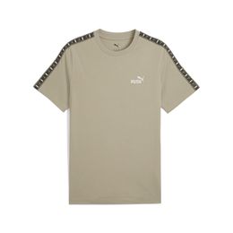 T-Shirt Puma "ESS TAPE TEE", Herren, Gr. M, lux army, Jersey, Obermaterial: 100% Baumwolle, bedruckt, regular fit normal, Rundhals, Shirts T-Shirt, sportlicher Stil, Kurzarm, aus Baumwolle