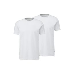 T-Shirt QS, Herren, Gr. L, wei&szlig;, Jersey, Obermaterial: 100% Baumwolle, unifarben, regular fit normal, Rundhals, abgesteppte Kante, Shirts T-Shirt, mit Rundhalsausschnitt
