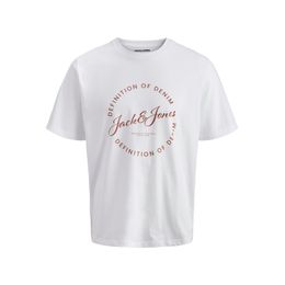 Jack & Jones T-Shirt JACK & JONES "JJGRAYSON TEE SS CREW NECK", Herren, Gr. S, hellwei&szlig;, Jersey, Obermaterial: 100% Baumwolle, bedruckt, regular fit normal, Rundhals, Shirts T-Shirt, Baumwolle, regular fit