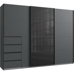 Schwebet&uuml;renschrank wimex "Bali in den Breiten 180cm, 225cm & 270cm, Schrank mit Glaselement", grafit, glas schwarz, griffe schwarz, B:270cm H:208cm T:64cm, Holzwerkstoff, Schr&auml;nke, Schwebet&uuml;renschrank, Kleiderschrank erh&auml;ltlich in den Farben; grafit und saharagrau