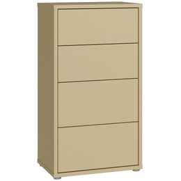Kommode FORTE "Alice Springs, Kommode H&ouml;he 99,1 cm, 4 Schubk&auml;sten", gelb, B:54,8cm H:99,1cm T:34,9cm, Holzwerkstoff, Sideboards, Kommode, Schubk&auml;sten mit Vollauszug, Grifflos, Push to open