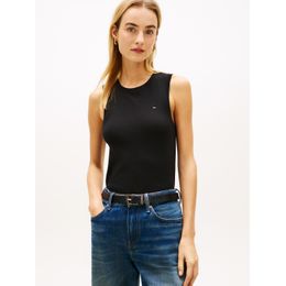 Funktionstop Tommy Hilfiger "SLIM CODY C-NK TANK TOP", Damen, Gr. M (40), schwarz, Single Jersey, Obermaterial: 100% Baumwolle, unifarben, slim fit normal, Rundhals, Tops Funktionstop, mit gerippter Textur, Rundhals