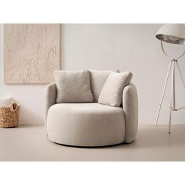 Sessel OTTO HOME "Kaarl, moderner Rundsessel, Loungesessel, Loveseat", beige, B:120cm H:90cm T:120cm, Sessel, Sessel, Webstoff, in f&uuml;nf Farben, inkl. R&uuml;ckenkissen, zeitloses Design
