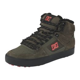 Winterboots DC Shoes "PURE HIGH-TOP WC WNT", Herren, Gr. 43, olive, schwarz, Leder, Synthetik, Schuhe Winterboots, Winterschuhe, Sneakerboots, Schn&uuml;rboots, Wintersneaker, gef&uuml;ttert