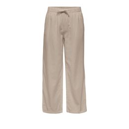 Culotte Only "ONLGOA MW LIN BL PULL-UP CULOTTE CC PNT", Damen, Gr. M, N-Gr, oxford tan, Web, Obermaterial: 70% Viskose, 30% Leinen, unifarben, kn&ouml;chelfrei, Hosen Culotte, mit Leinen