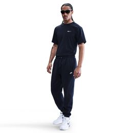 Sporthose Nike Sportswear "M NK CLUB BB CUFF PANT", Herren, Gr. XXL, N-Gr, obsidian, obsidian, wei&szlig;, Obermaterial: 80% Baumwolle, 20% Polyester, Hosen Sporthose, mit angerautem Fleece innen, mit seitlichen Taschen