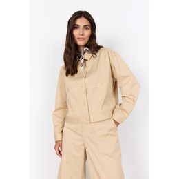 Kurzjacke soyaconcept "SC-ROVENA 10", Damen, Gr. S, sand, Web, Obermaterial: 98% Baumwolle, 2% Elasthan, unifarben, h&uuml;ftlang, Jacken Kurzjacke