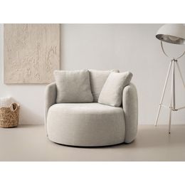 Sessel OTTO HOME "Kaarl, moderner Rundsessel, Loungesessel, Loveseat", hellbeige, B:120cm H:90cm T:120cm, Sessel, Sessel, Webstoff, in f&uuml;nf Farben, inkl. R&uuml;ckenkissen, zeitloses Design
