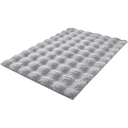 Badematte Kleine Wolke "Cloud", grau (silbergrau), H:28mm, Polyester, Badematten, Badematte, Badteppich, Uni Farben, Hoch-Tief Effekt, besonders weich