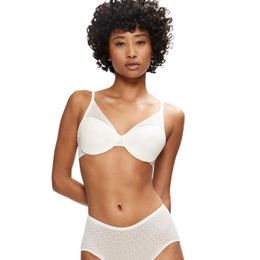 Halbschalen-BH Triumph "Signature Sheer", Damen, Gr. 90, Cup D, wei&szlig; (ecru wei&szlig;), T&uuml;ll, Obermaterial: 44% Polyester, 29% Polyamid, 27% Elasthan, unifarben, BHs Halbschalen-BH, Monogramm-T&uuml;ll, gepolsterte Cups, Spitzen-Details, weich, T&uuml;ll