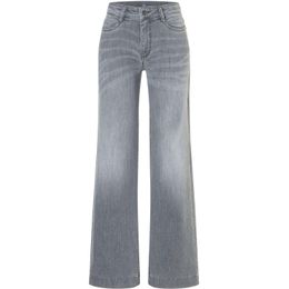 Weite Jeans MAC "WIDE", Damen, Gr. 34, L&auml;nge 34, grau (carbon grau used), Denim/Jeans, Obermaterial: 88% Baumwolle, 9% Polyester, 3% Elasthan, bequem, Jeans Weite Jeans
