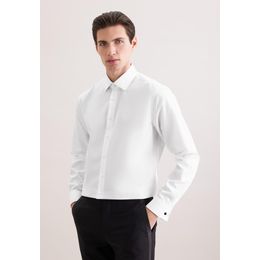 Businesshemd Seidensticker "Schwarze Rose", Herren, Gr. XL (43), normale &Auml;rmell&auml;ngen, wei&szlig;, 100% Baumwolle, unifarben, slim fit, Doppelmanschette, Hemden Businesshemd, Slim 1/1 Kentkragen Uni