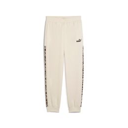 Trainingshose Puma "ESS GRAPHIC ANIMAL COMFORT HIGH-WAIST SWEATPANTS FL CL", Damen, Gr. S, N-Gr, alpine snow, Fleece, Obermaterial: 68% Baumwolle, 32% Polyester, comfort fit normal, Hosen Trainingshose, sportlicher Stil, f&uuml;r vielseitige Aktivit&auml;ten, mit Eingrifftaschen