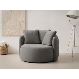 Sessel OTTO HOME "Kaarl, moderner Rundsessel, Loungesessel, Loveseat", anthrazit, B:120cm H:90cm T:120cm, Sessel, Sessel, Webstoff, in f&uuml;nf Farben, inkl. R&uuml;ckenkissen, zeitloses Design