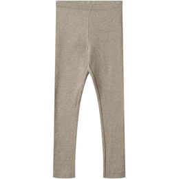 Leggings Wheat "Rib Jersey Leggings Jules", Jungen, Gr. 98, N-Gr, gravel melange, Jersey, Obermaterial: 96% Baumwolle, 4% Elasthan, meliert, figurbetont kn&ouml;chellang, Hosen Leggings