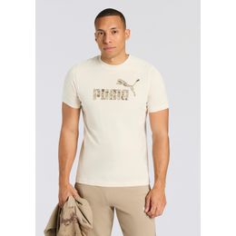 T-Shirt Puma "ESS CAMO TEE", Herren, Gr. L, wei&szlig; (alpine snow), Jersey, Obermaterial: 100% Baumwolle, tarnfarben, regular fit normal, Rundhals, Shirts T-Shirt, gerade Passform, Kurzarm, f&uuml;r Alltag und Freizeit