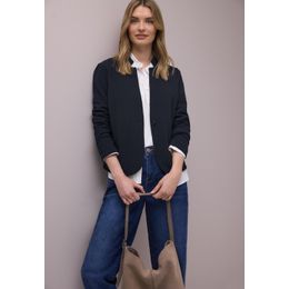 Jerseyblazer Street One, Damen, Gr. 44, shadowed navy, Web, Obermaterial: 71% Polyester, 26% Viskose, 3% Elasthan, unifarben, tailliert h&uuml;ftbedeckend, tiefer V-Ausschnitt, abgesteppte Kante, Blazer Jerseyblazer, mit Struktur, Topseller