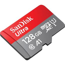 Sandisk Speicherkarte "Ultra microSDXC", grau (grau, rot), 128 GB, Speicherkarten, Speicherkarte