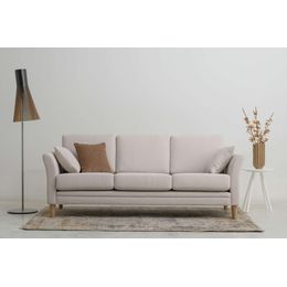 3-Sitzer Home Affaire "Arellano, Breite 217 cm", beige (sand), B:217cm H:87cm T:86cm, Sofas, 3-Sitzer, klassisches Design, 2 Zierkissen inklusive, Webstoff fein
