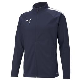 Trainingsjacke Puma "TEAMLIGA TRAINING JACKET", Herren, Gr. S, blau (peacoat, Puma wei&szlig;), Trikot, Obermaterial: 100% Polyester, unifarben, regular fit normal, Jacken Trainingsjacke, sportlicher Stehkragen, dryCELL Feuchtigkeitsmanagement