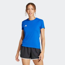 Laufshirt adidas Performance "ADIZERO E TEE", Damen, Gr. S, blau (royal blau), Obermaterial: 100% Polyester, normal, Rundhals, Shirts Laufshirt