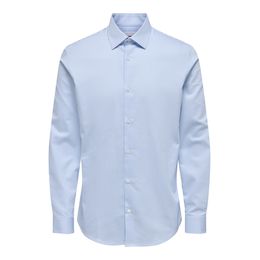 Only & Sons Langarmhemd ONLY & SONS "ONSJIM SLIM SHIRT FRML NOOS", Herren, Gr. L, N-Gr, cashmere blau stripes:stripe, Web, Obermaterial: 56% Baumwolle, 40% Polyester, 4% Elasthan, gestreift, slim fit normal, 2-Knopf-Manschette, Hemden Langarmhemd
